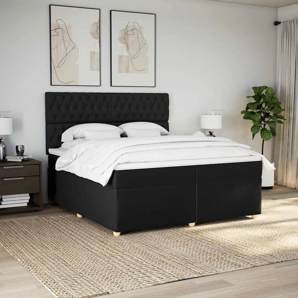 Box spring postel s matrací černá 200x200 cm textil 3293696