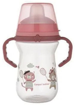 Canpol babies Hrneček se silikonovým pítkem FirstCup BONJOUR PARIS 250 ml Canpol Babies Růžový