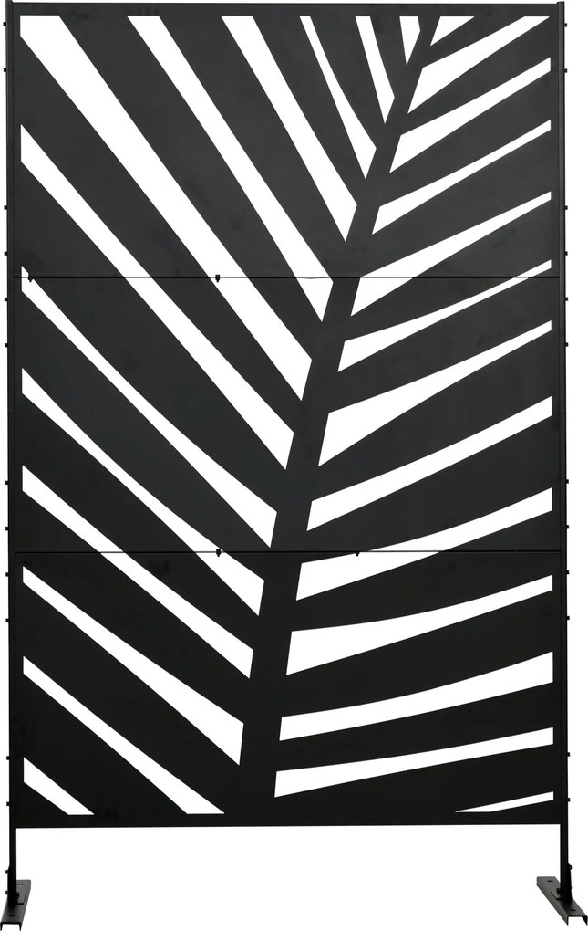 Outsunny Rozdělovač místností 3-panelový 122 x 198 cm Zahradní paraván s vzorem banánového listu Samostatná přepážka s podstavcem 3-panelový paraván …