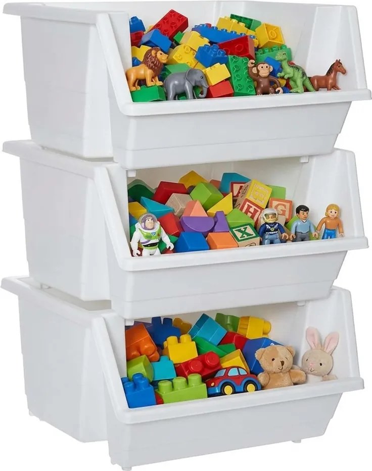 5Five® Sada 3 stohovatelných úložných boxů, STACKEO - bílá