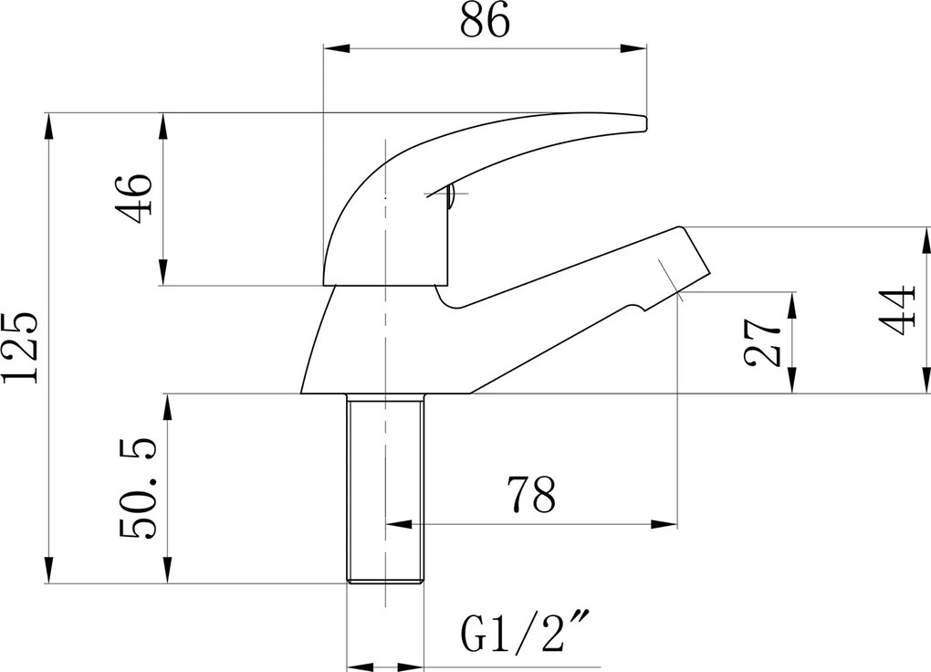 Aqualine stojánkový kulový ventil na studenou vodu 1/2 79,5 mm chrom ZY12034
