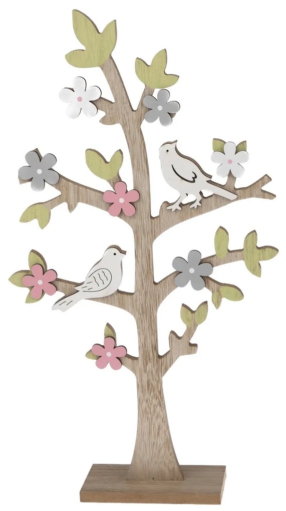 Dřevěná dekorace Velký kvetoucí strom, 22,5 x 40,5 cm