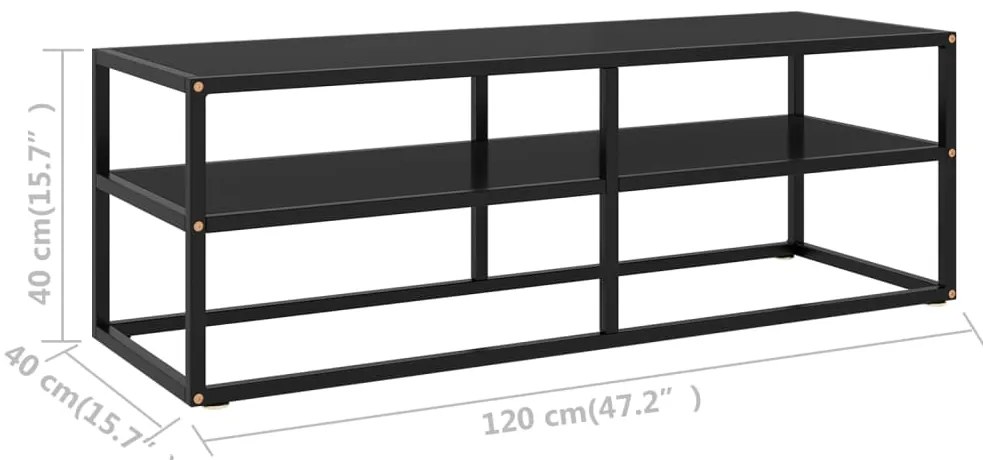 vidaXL Marketos TV stolek černý s černým sklem 120 x 40 x 40 cm