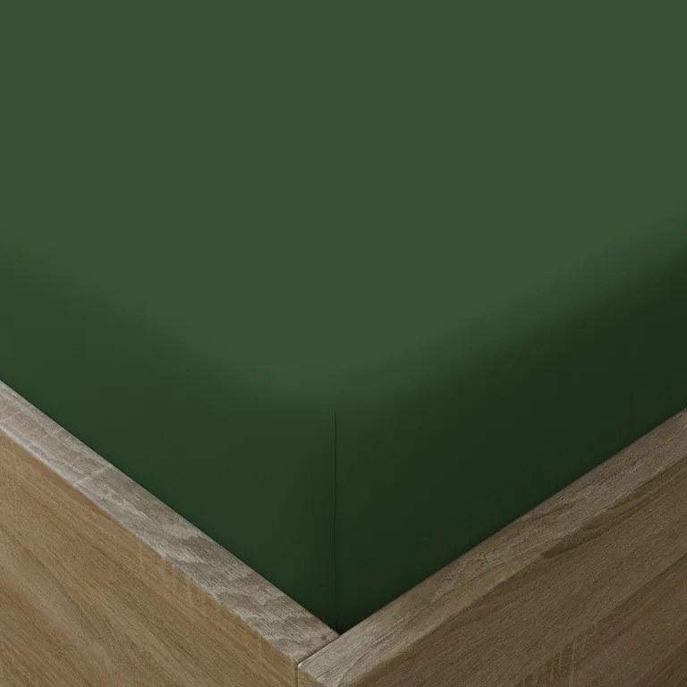 Goldea bavlněné napínací prostěradlo - tmavě zelené 90 x 200 cm