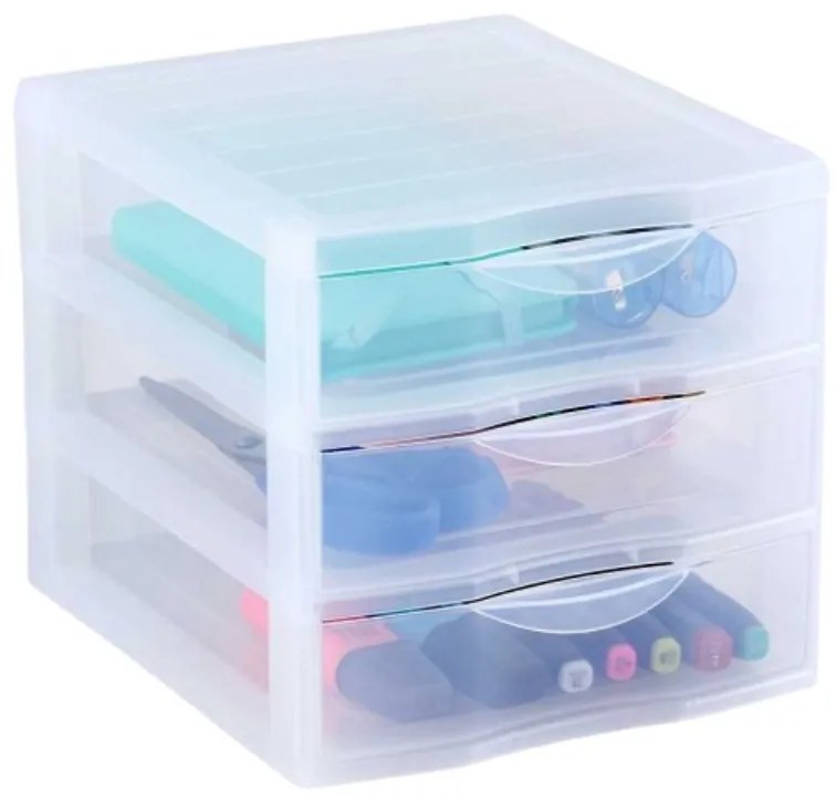 SUNDIS Úložný box se 3 zásuvkami, transparentní, ORGAMIX A6T