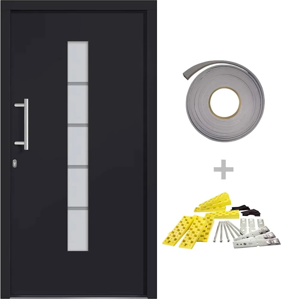 Vchodové dveře hliník a PVC antracitové 100 x 210 cm 3056816