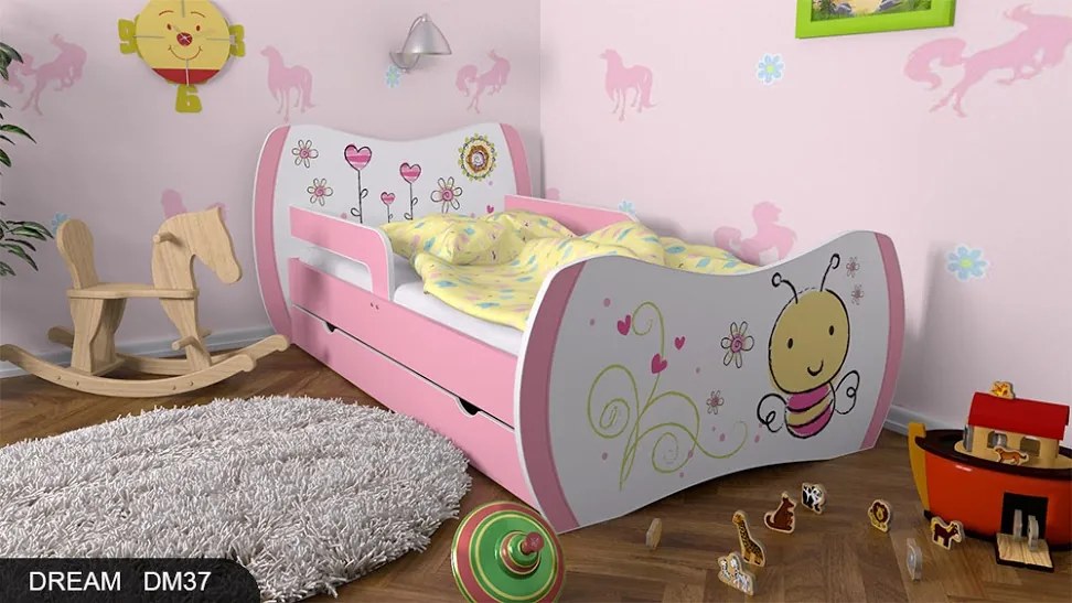 Dětská postel Dream vzor 37 180x90 cm růžová