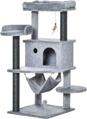 Strom pro kočky PawHut 48x48x107 cm s odnímatelným feltovým hnízdem, hammockem, plyšovými postelemi, více platformami, sisalovými sloupky a hračkami …