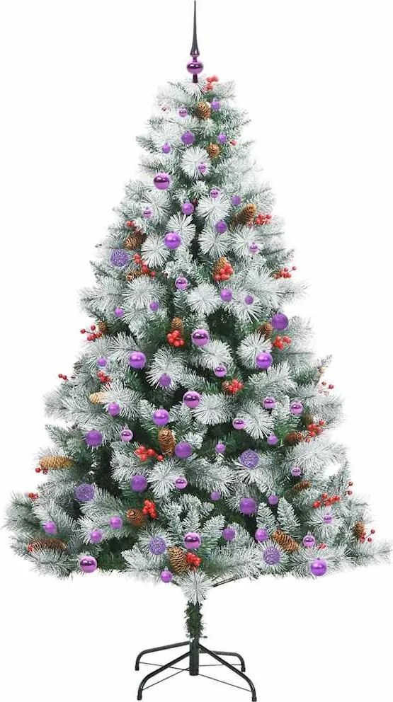 Umělý vánoční stromeček Zelená a bílá 210 cm PVC, kov a plast 3395194