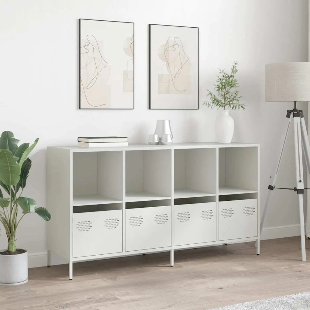 Příborník bílý 135 x 39 x 73,5 cm ocel válcovaná za studena 3307166