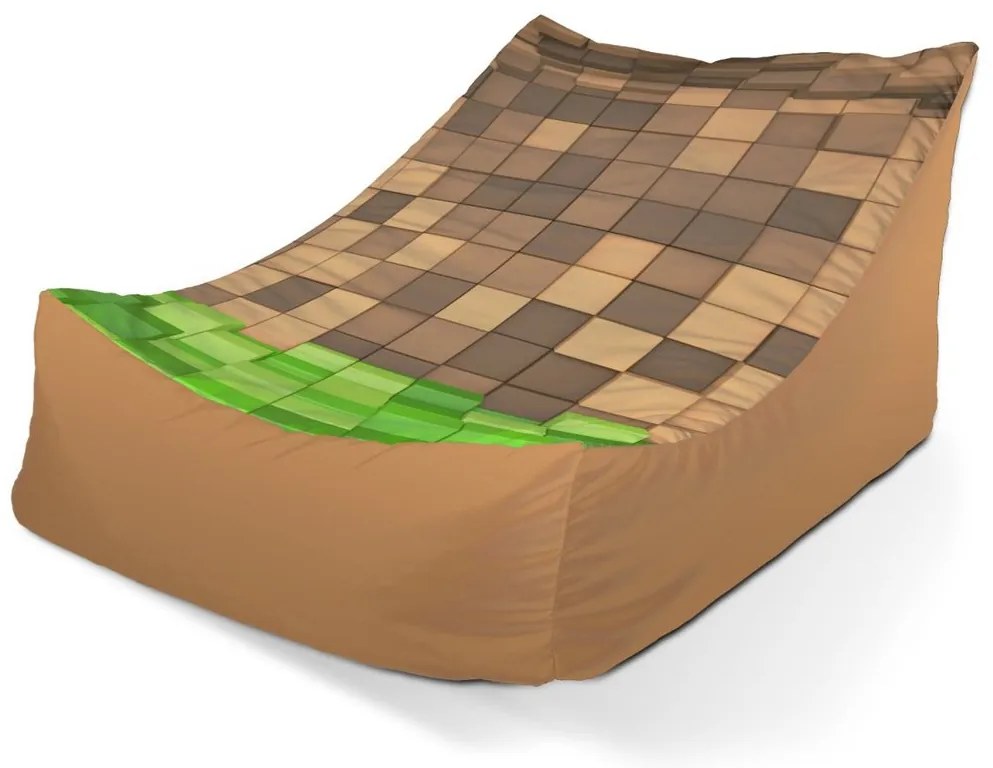 Sedací vak Lounge Blocks 3D - dětský, hnědá / zelená