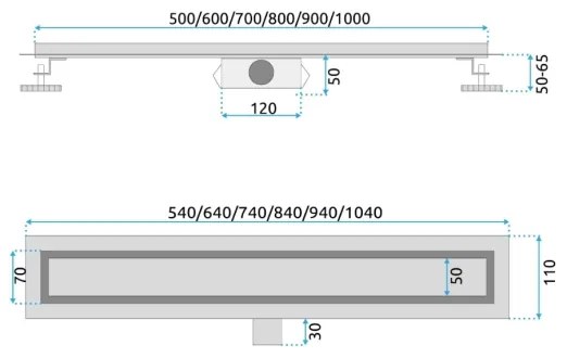 REA-G2503 - Odtokový žlab NEOX 80 cm nerezová ocel