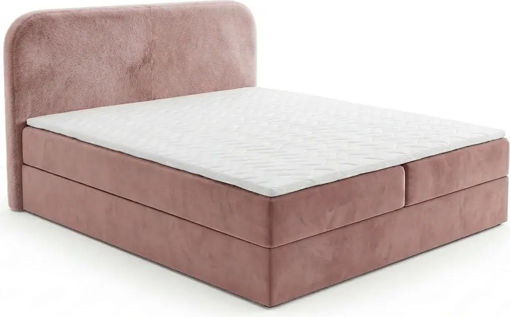 Čalouněná postel boxspring FORENA 180x200 cm starorůžová Matrace: Matrace Bonell pružinová