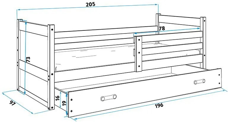 Postel Riky 90x200 borovice/růžová