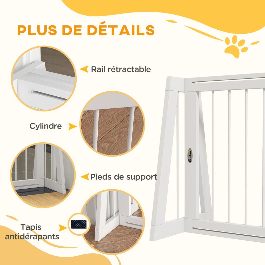 PawHut Zábrana pro psy 3-panelová s možností roztažení 71-190cm - dřevěný pet fence - rozměry 71-190L x 38,5W x 56H cm bílá | Aosom