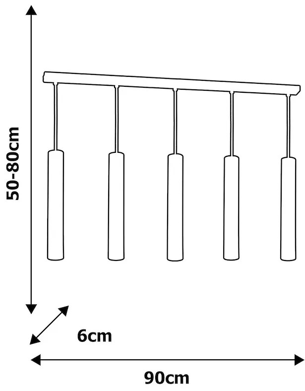 Závěsné svítidlo Joker, 5x stříbrné/černé kovové stínítko, b