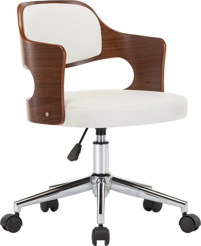 vidaXL Otočná kancelářská židle ohýbané dřevo a textil [3054849] Barva: Šedá