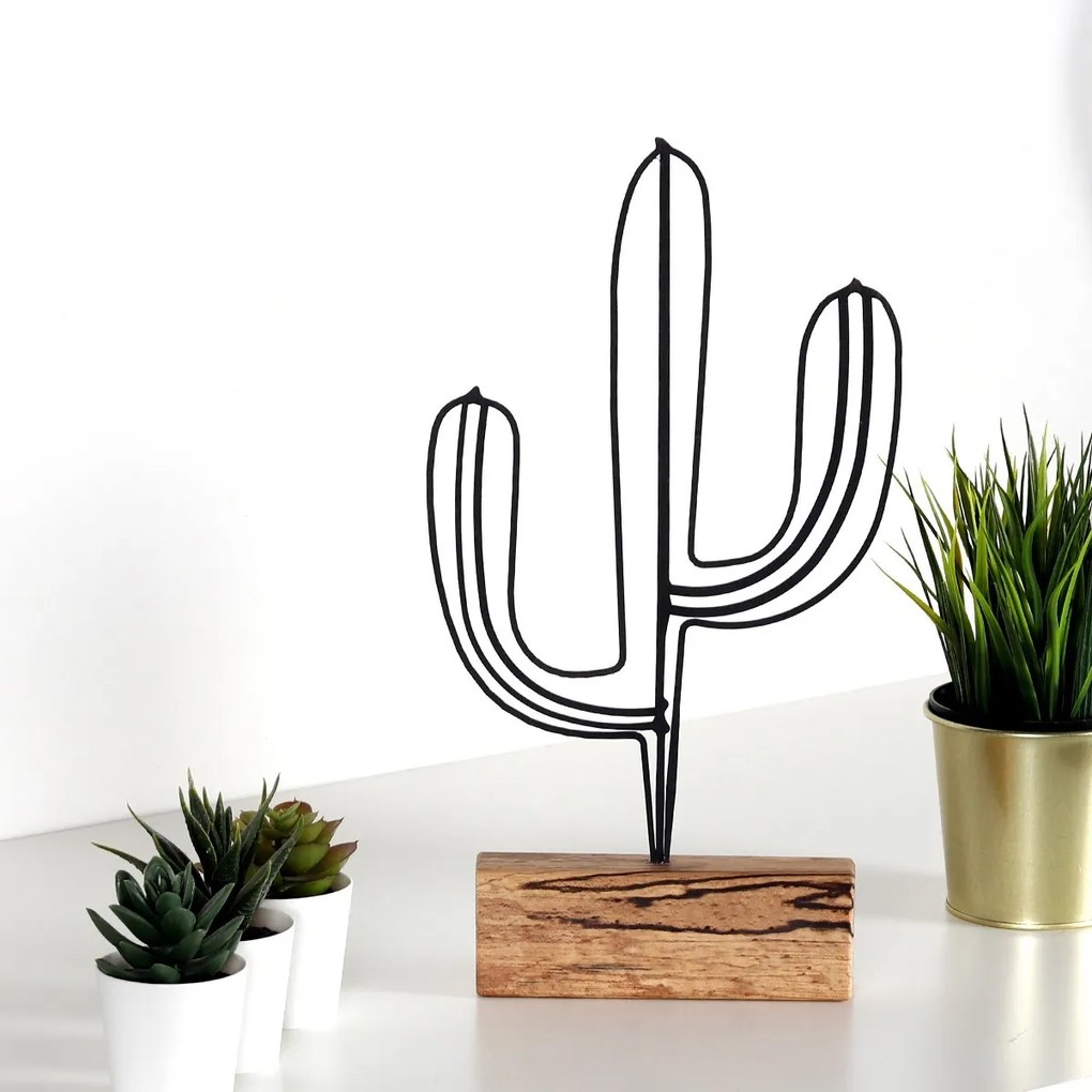 Kovová dekorace Cactus 37 cm černá