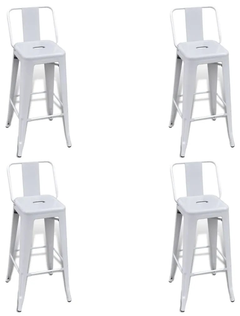 3054422 vidaXL Barové stoličky 4 ks bílé ocel