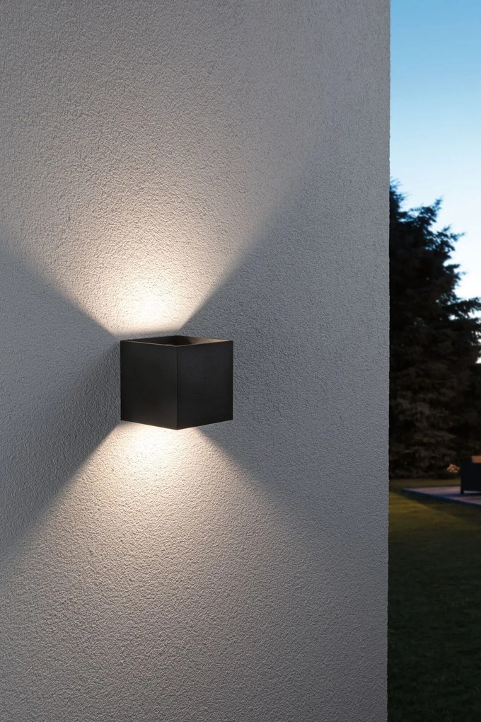 P 94847 Domovní LED venkovní nástěnné svítidlo Smart Home Zigbee Cybo IP44 hranaté 100x100mm RGBW 2x2,5W 230V antracit hliník - PAULMANN