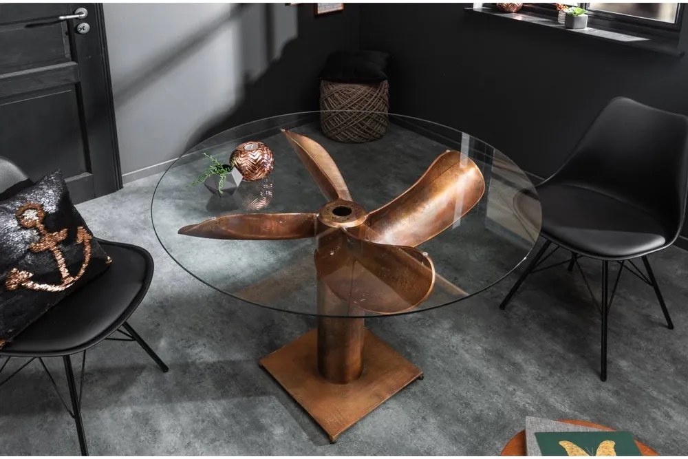 Designový jídelní stůl Propeller 94 cm měděný