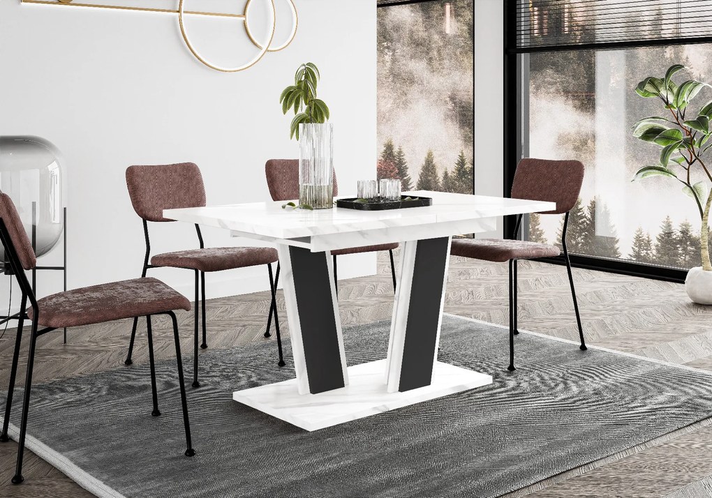Prospero Rozkládací jídelní stůl MUSS 160 Kombinace barev: MUSS 160 table bianco marble black