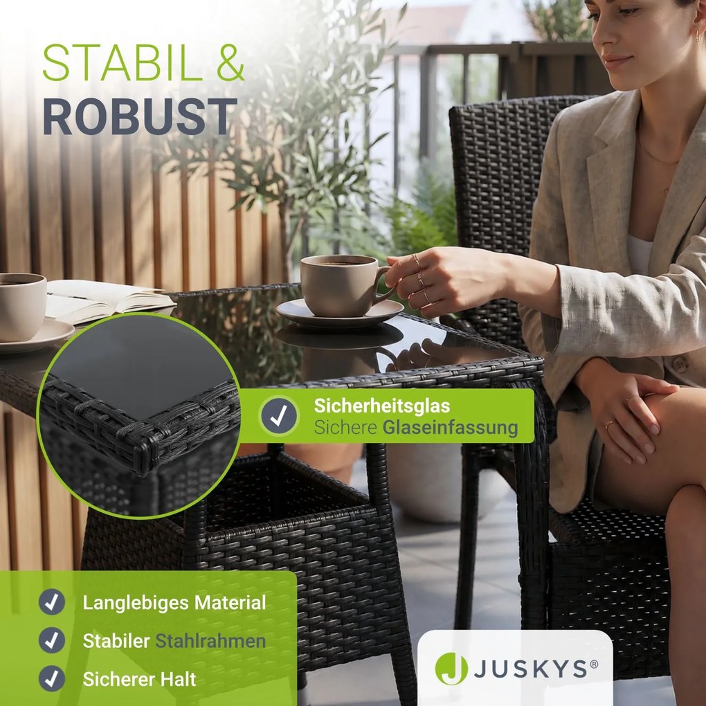 Juskys Čtvercový polyratanový zahradní stůl Yoro Barva: šedá, Velikost: 60 cm