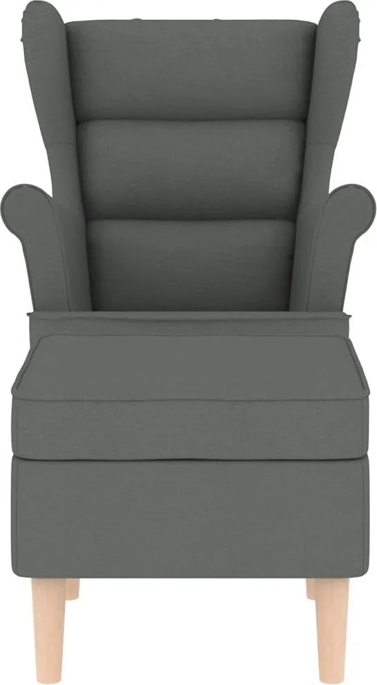 Křeslo s podnožkou tmavě šedé textil 3307990