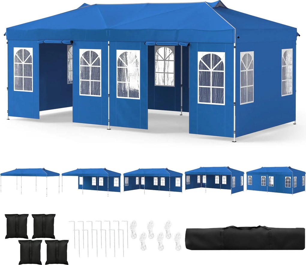 Costway Pavilon Pop-up párty stan výškově nastavitelný s 6 bočními stěnami