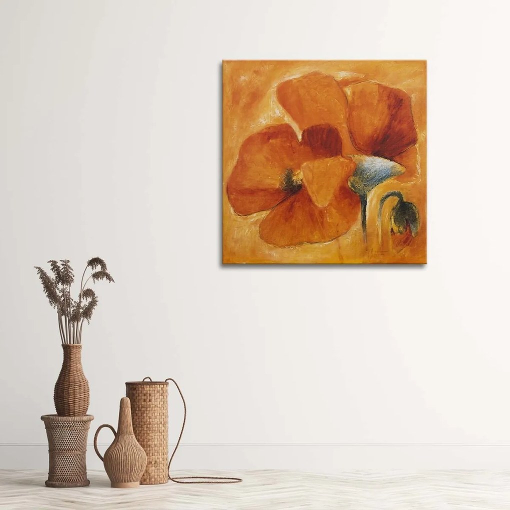 Obraz na plátně Květina Poppy Orange - 60x60 cm