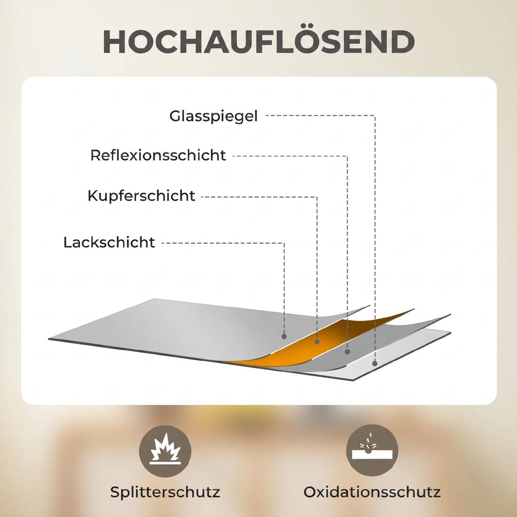 HOMCOM obdélníkové nástěnné zrcadlo 76×101 cm — černý MDF rám, do koupelny i obýváku