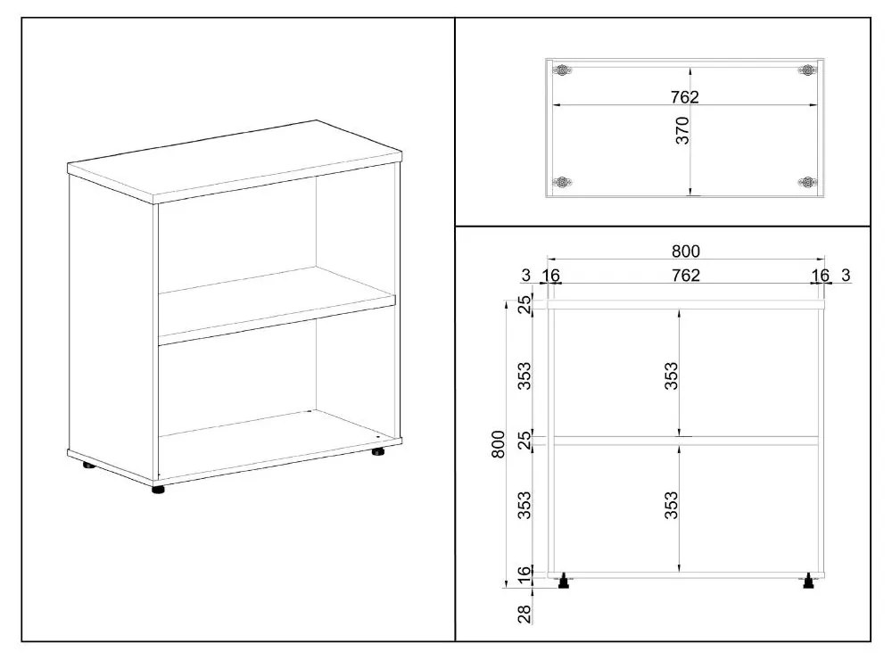 Nízká skříň SimpleOffice 80 x 40 x 80 cm, bříza