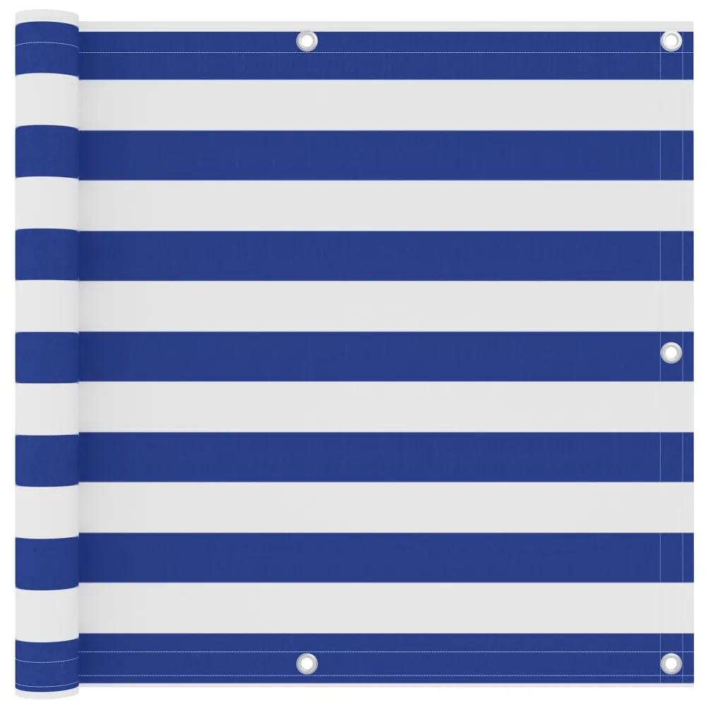 Balkónová zástěna bílá a modrá 90 x 600 cm oxfordská látka - Default Title