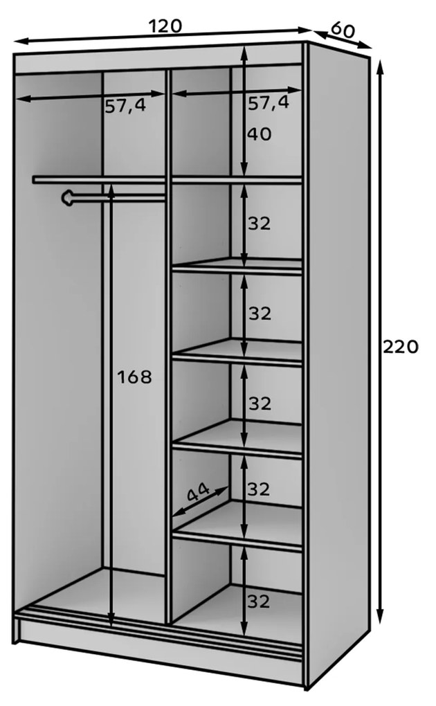 Eltap Šatní skříň Marrphy II se zrcadlem