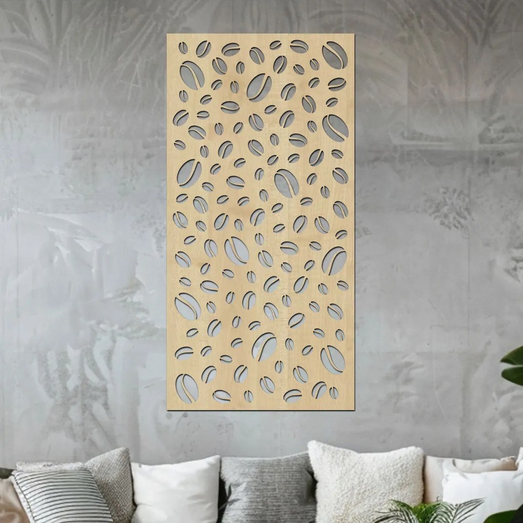 dřevo života Dřevěný panel KÁVOVÁ ZRNA malá Zvolte rozměr (cm): 60x120, Zvolte barvu dekoru: Černá