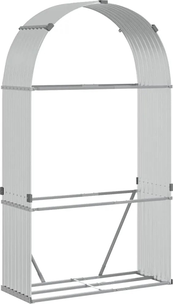 vidaXL Stojan na dřevo stříbrný 120 x 45 x 210 cm pozinkovaná ocel