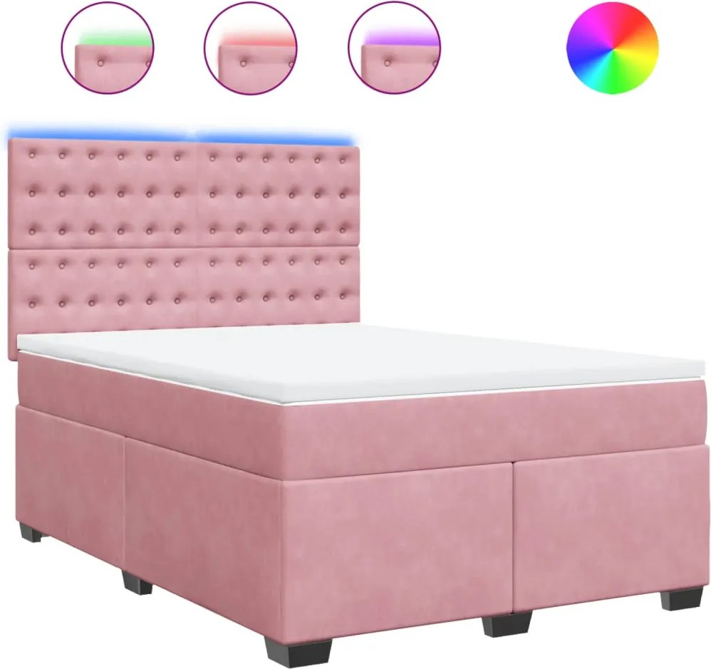 Box spring postel s matrací růžová 140x200 cm samet 3293247