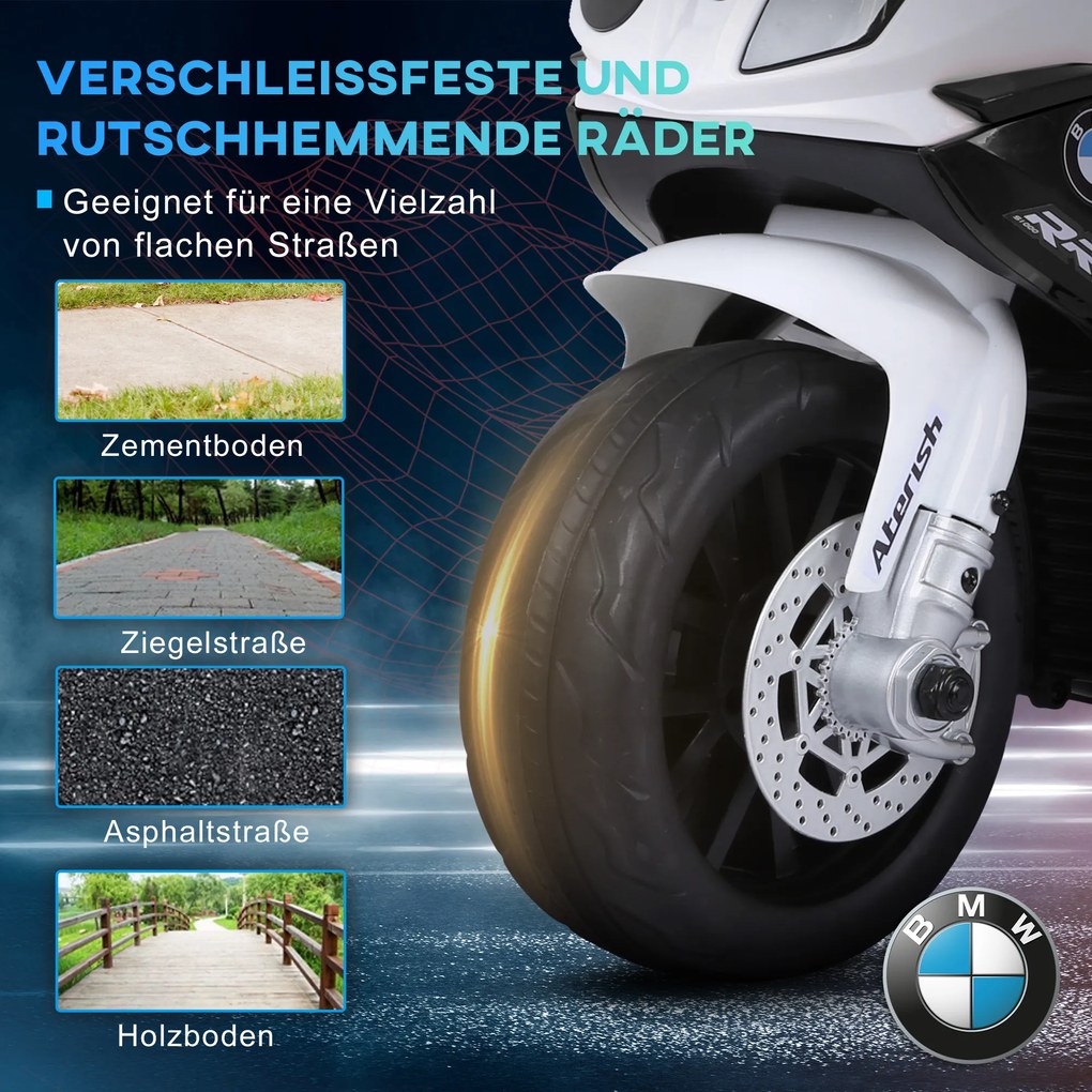 HOMCOM BMW S1000RR licenční dětská elektrická motorka dětské vozidlo s baterií, tříkolka, ocel, černá, 66x37x44 cm| Aosom
