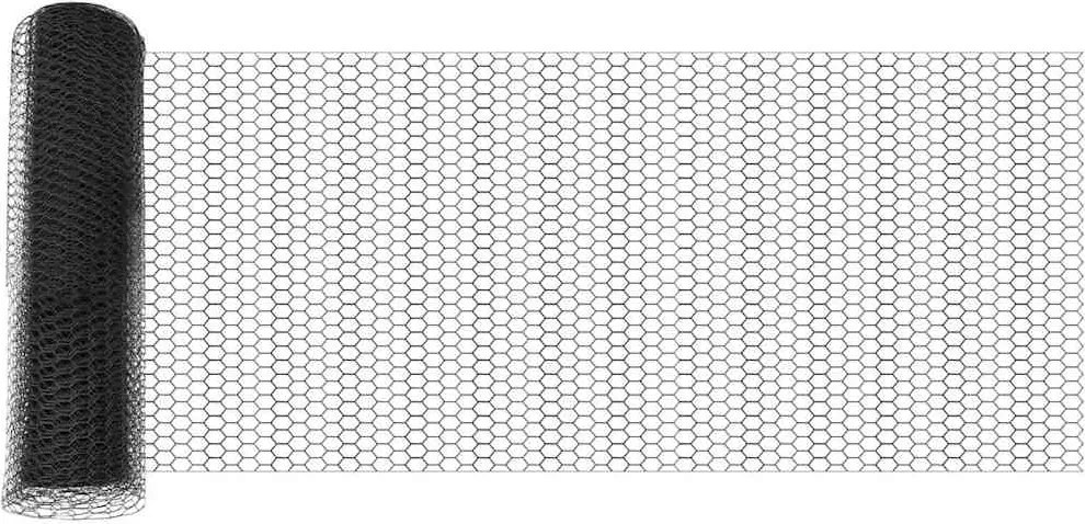 Hexagonální plot s podpěrou 10 x 0,4 m Ocel potažená PVC Šedá 3353184