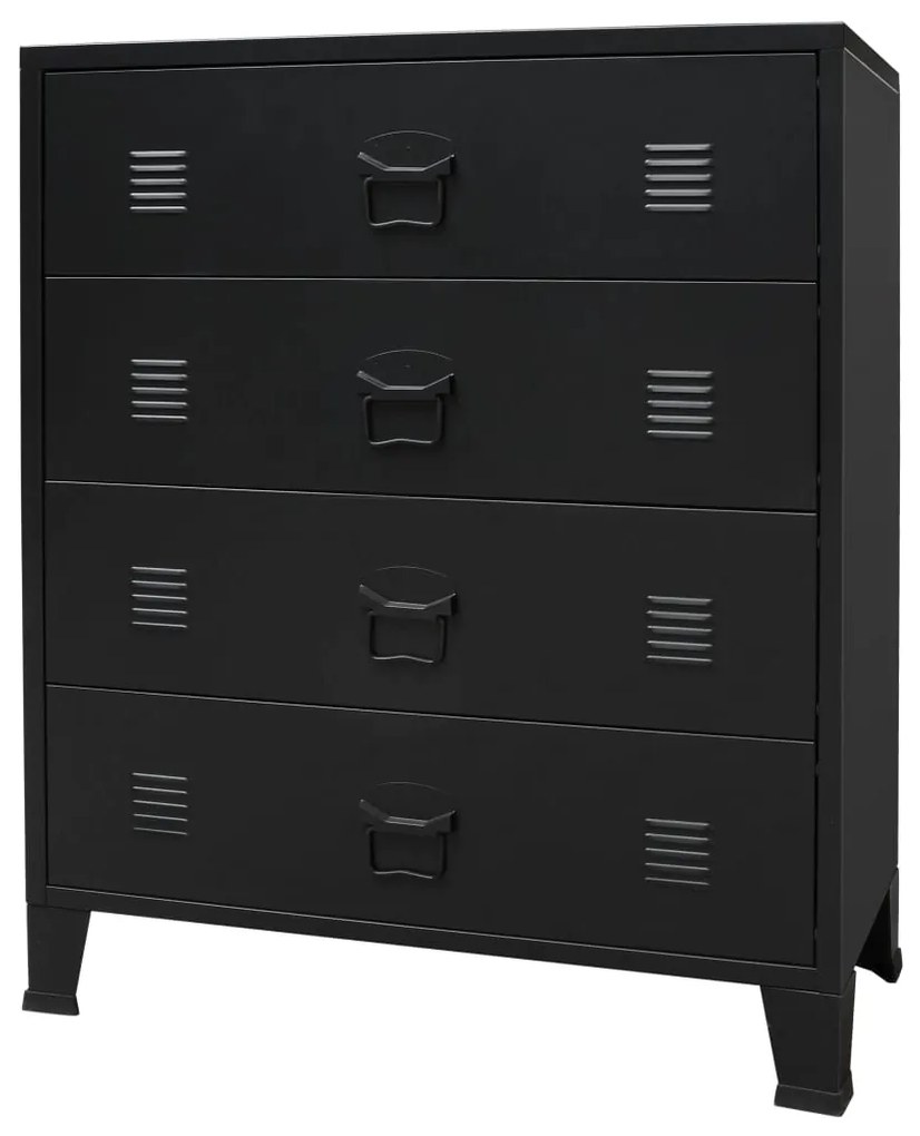 Skříň se zásuvkami kovová industriální styl 78x40x93 cm černá 245963