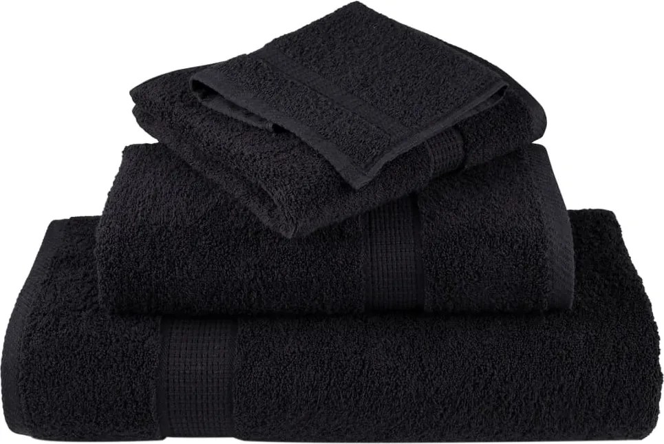Premium ručníky SOLUND 4 ks černé 70 x 140 cm 600 g/m² 137429