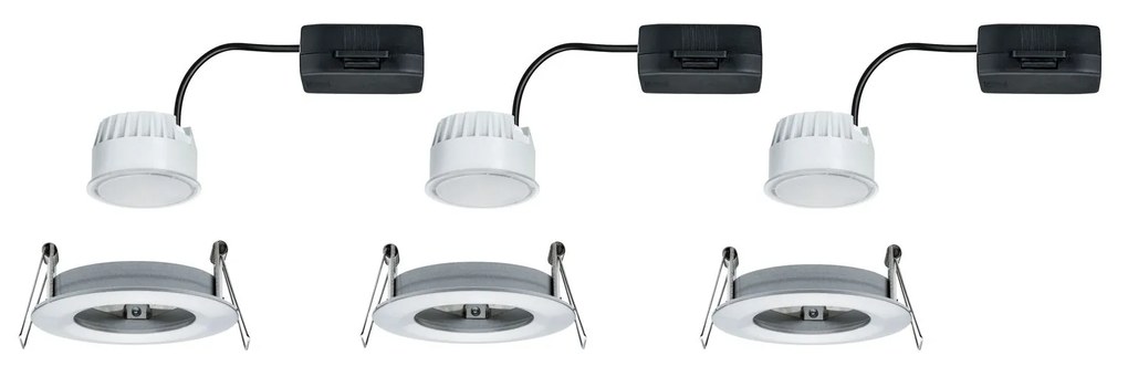Paulmann 93462 LED Coin Nova round, set kulatých bodovek v úpravě kartáčovaný hliník, 3x6,5W LED 2700K, prům.7,8cm, IP44