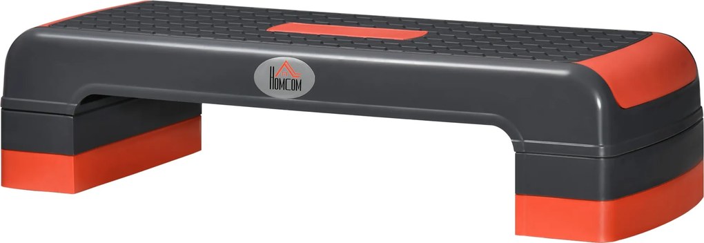 HOMCOM Aerobní Stepper s nastavitelnou výškou – Fitness domácí trenažér s 3 úrovněmi (10/15/20 cm) – Kapacita až 150 kg – 78 x 28 x 10-20 cm Červený |