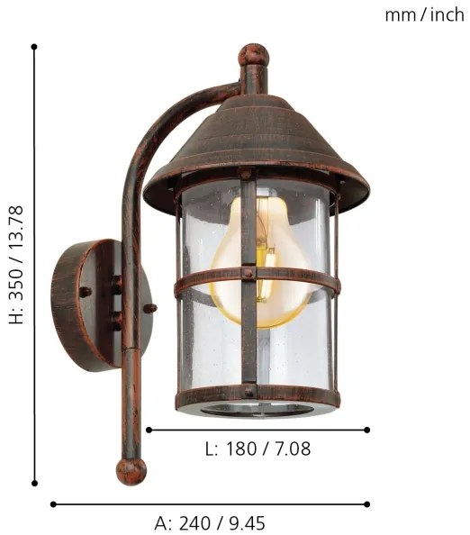 EGLO 90184 - Venkovní nástěnné svítidlo SAN TELMO 1xE27/60W/230V