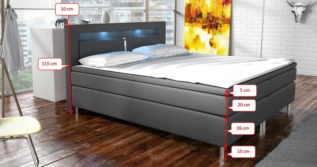K&M postele Boxspring postel HYPNOS bez úložného prostoru s LED, 160×200 cm, šedý samet Velikost postele: 160 × 200 cm, Výběr matrace: Oboustranná pr…
