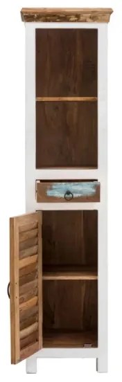 furniture-nabytek.cz - Masivní skříňka do koupelny Perano z recyklovaného dřeva, lakovaná, bílá/barevná – 45×43×180 cm