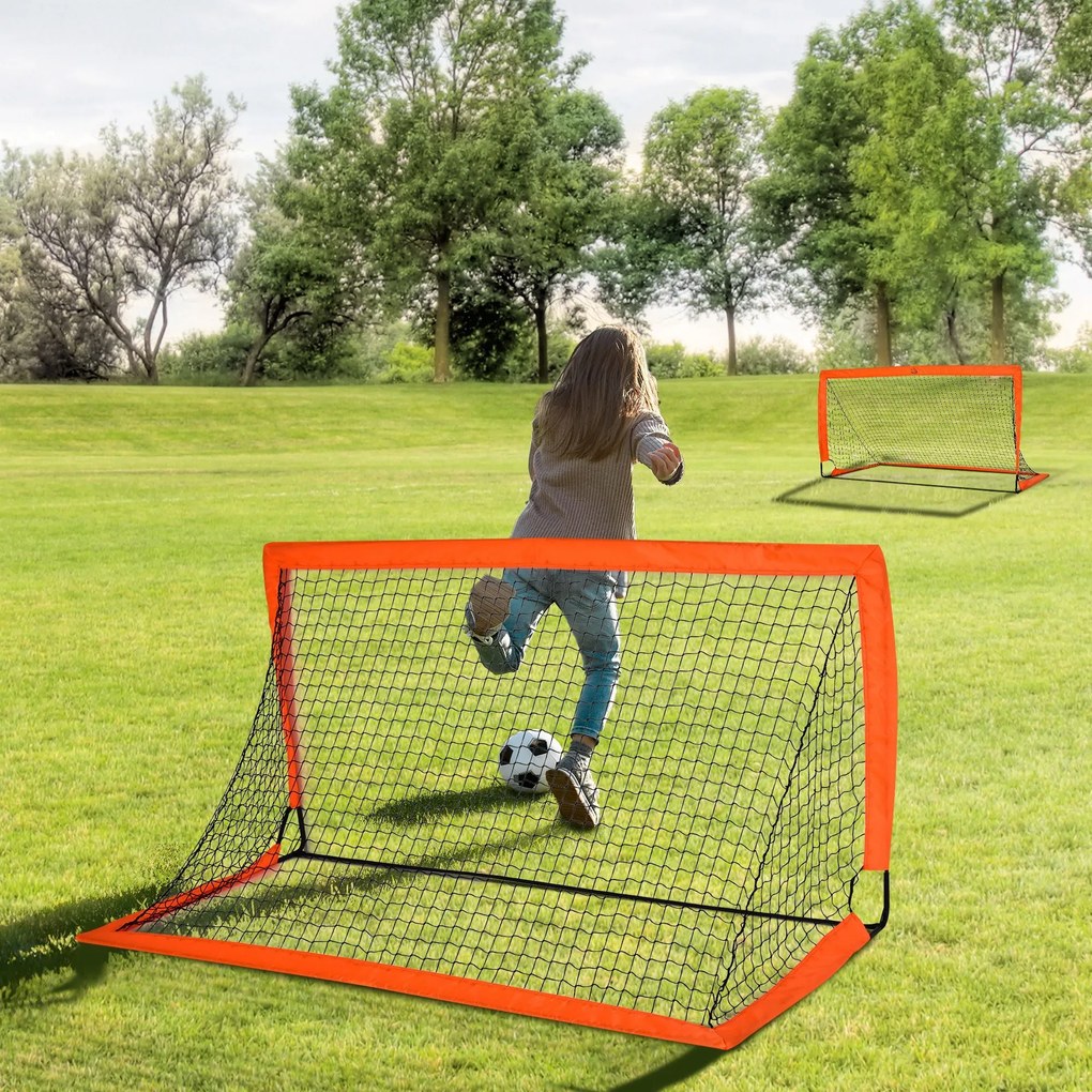 HOMCOM Fotbalová branka 2 kusy Skládací 183 x 90 cm Fotbalová branka s taškou odolná vůči počasí pro venkovní fotbal pro dospělé Branky do zahrady pr…