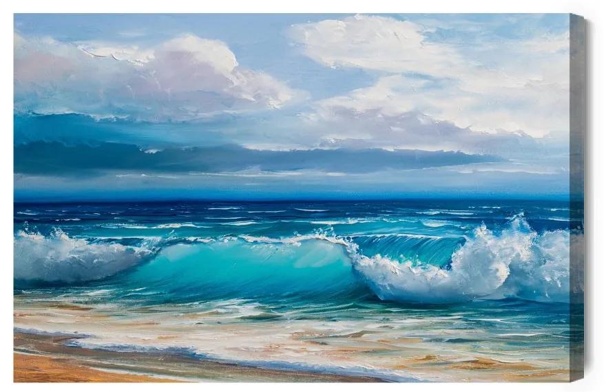 Obraz Malované Mořské Vlny Nedostatek Nedostatek Přírodní plátno 70x50