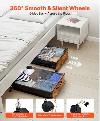 Úložný prostor pod postel s kolečky, 650 × 460 × 180 mm VEVOR