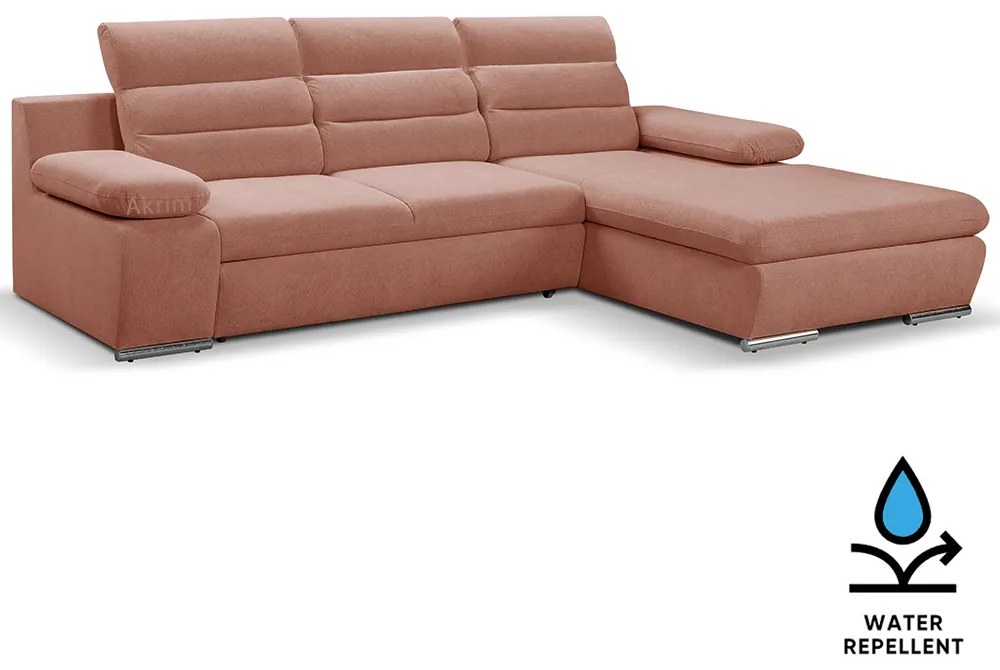 Sedací souprava GRECO MINI | 278x185 cm | PRAVÁ | 63 tmavě starorůžová WATER REPELLENT | rozkládací + úložný prostor